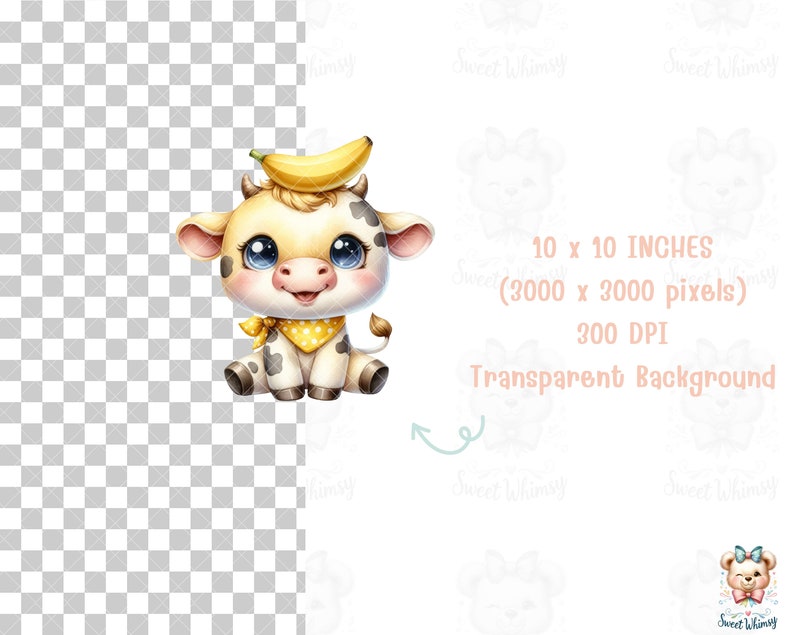 Cute Fruit Cows Watercolor Clipart, Kawaii Cows PNG, Strawberry ...