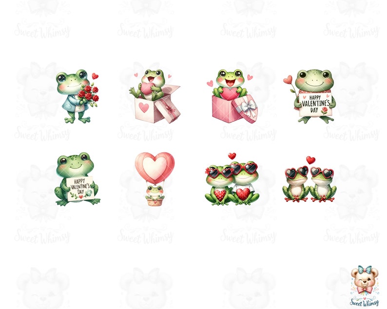 Cute Watercolor Valentine Frog Clipart, Frog Valentine, Love, Heart ...