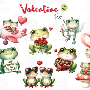 Cute Watercolor Valentine Frog Clipart, Frog Valentine, Love, Heart ...