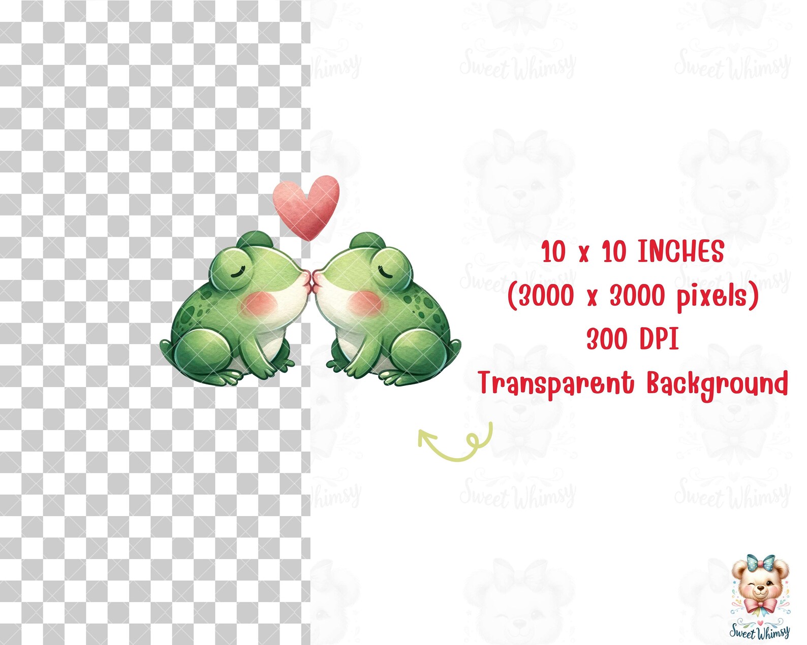 Cute Watercolor Valentine Frog Clipart, Frog Valentine, Love, Heart ...
