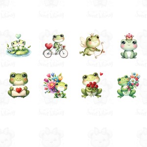 Cute Watercolor Valentine Frog Clipart, Frog Valentine, Love, Heart ...