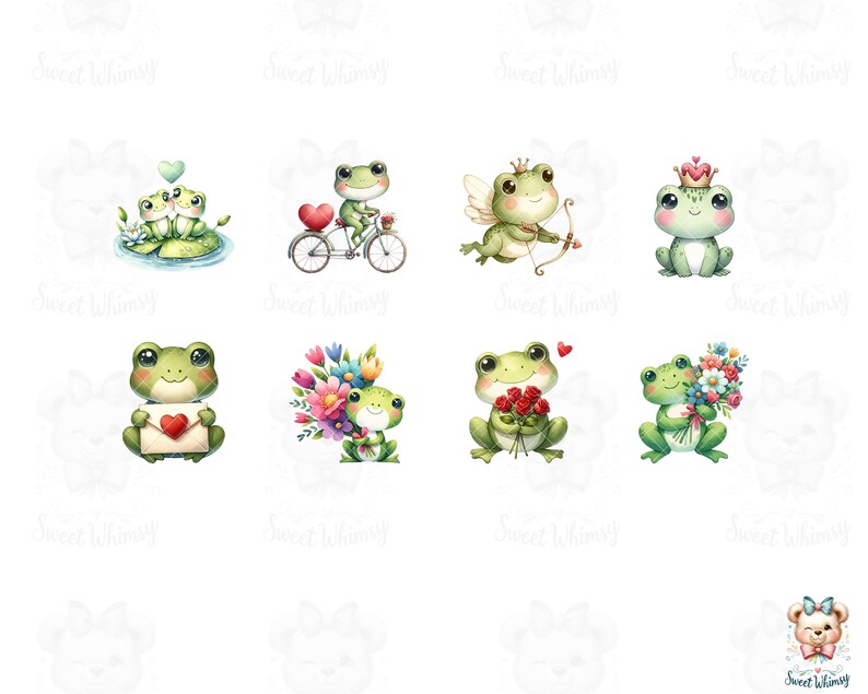 Cute Watercolor Valentine Frog Clipart, Frog Valentine, Love, Heart ...