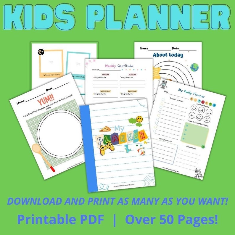 Kids Planner Activities for Kids Kindergarten Elementary - Etsy