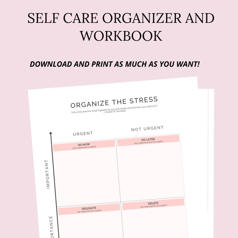 Stress Management Printable, Self Care Workbook, Brain Dump Exercises ...