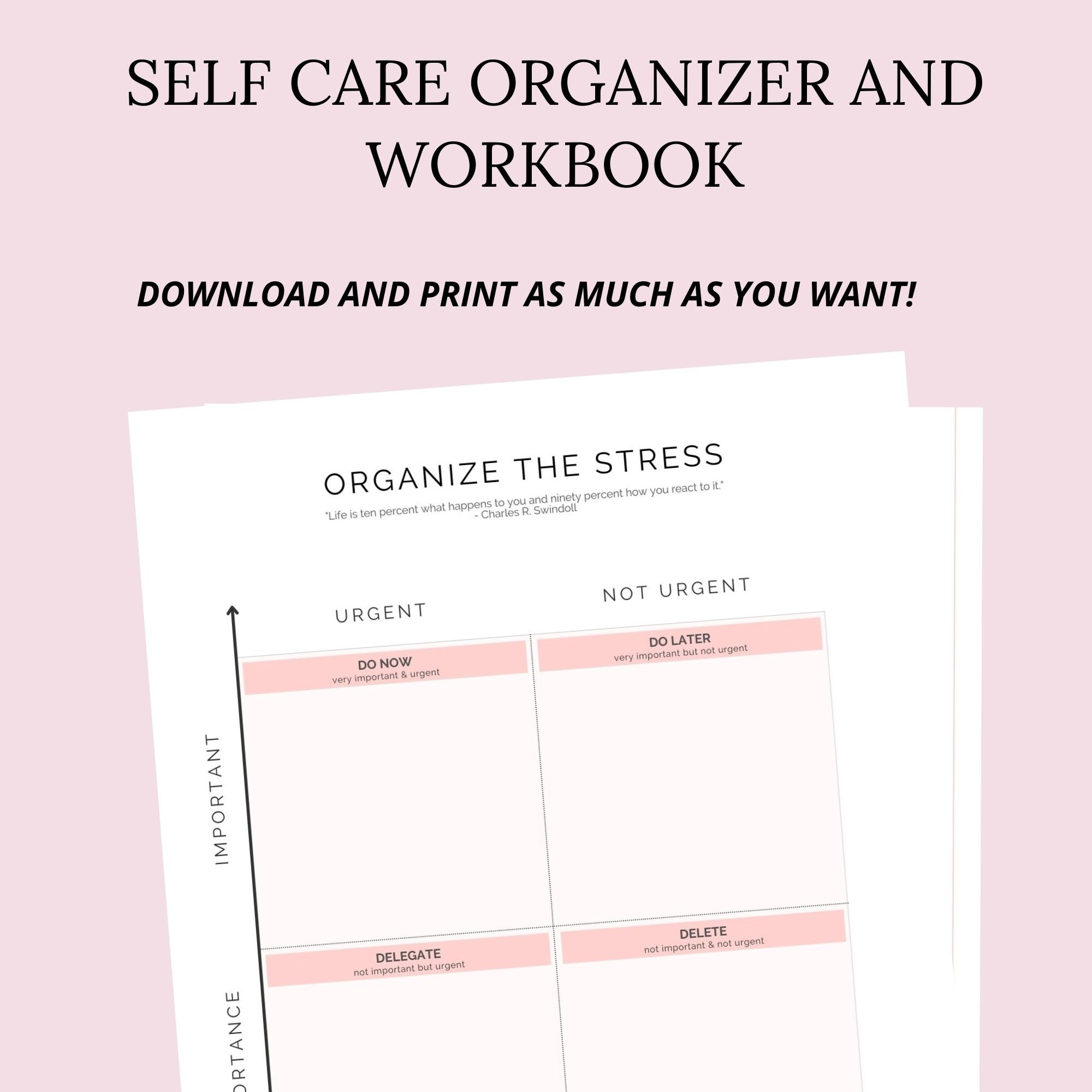 Stress Management Printable, Self Care Workbook, Brain Dump Exercises ...