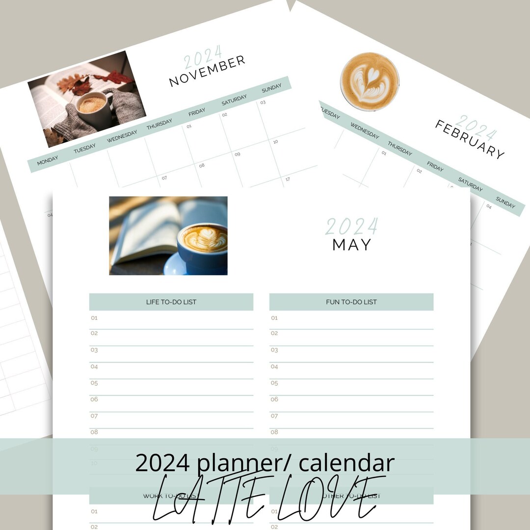 Monthly Calendar, 2024, Ultimate Daily Planner, Coffee, Year at a ...