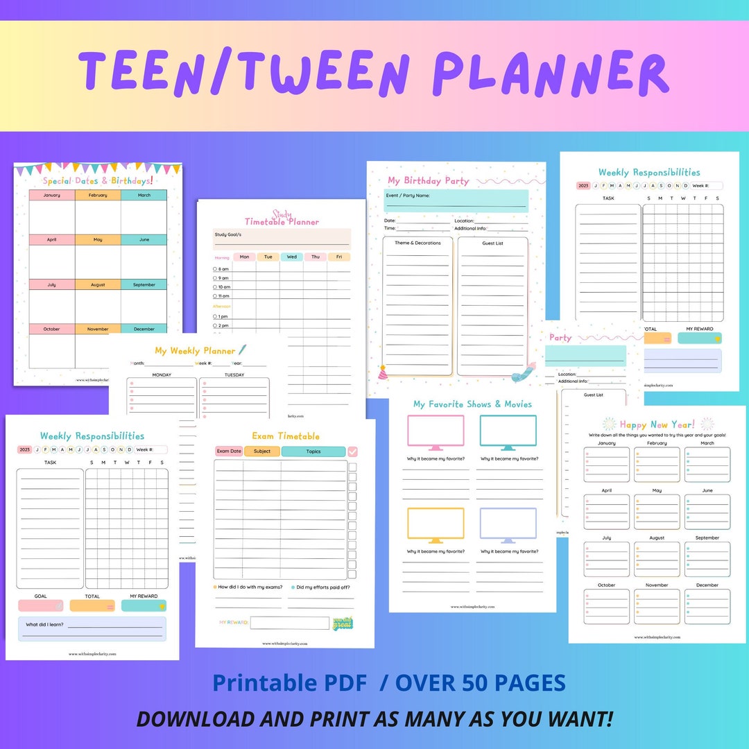 Teen Planner, Teenager, Middle School Activities, Homeschool ...