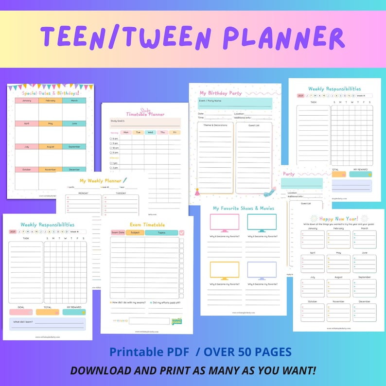 Teen Planner, Teenager, Middle School Activities, Homeschool ...