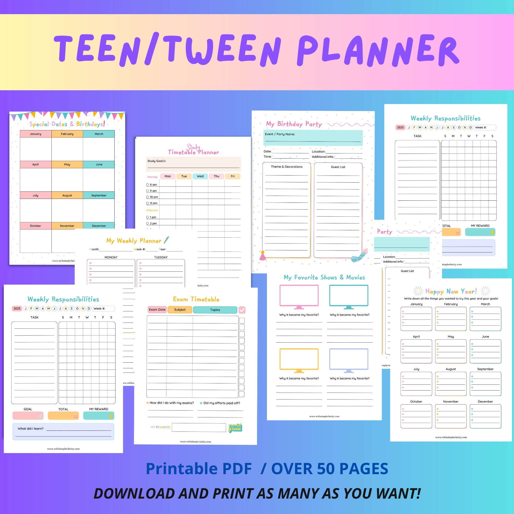 Teen Planner, Teenager, Middle School Activities, Homeschool ...