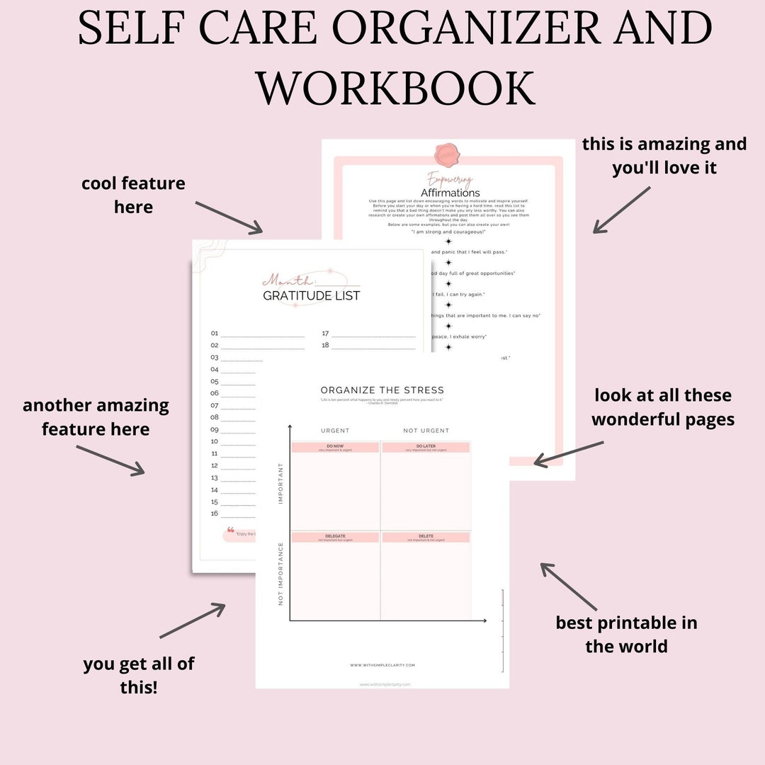 Stress Management Printable, Self Care Workbook, Brain Dump Exercises ...