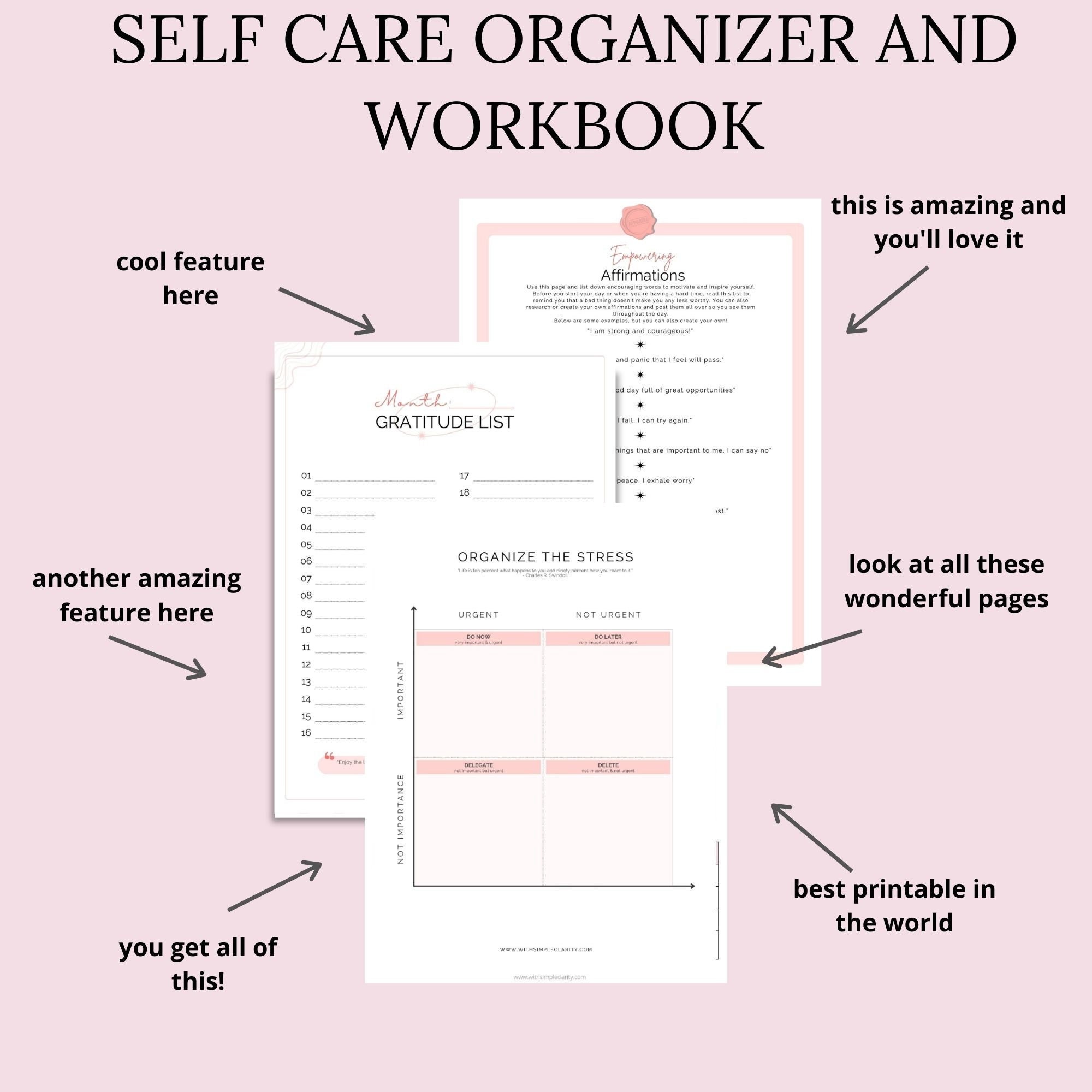 Stress Management Printable, Self Care Workbook, Brain Dump Exercises ...