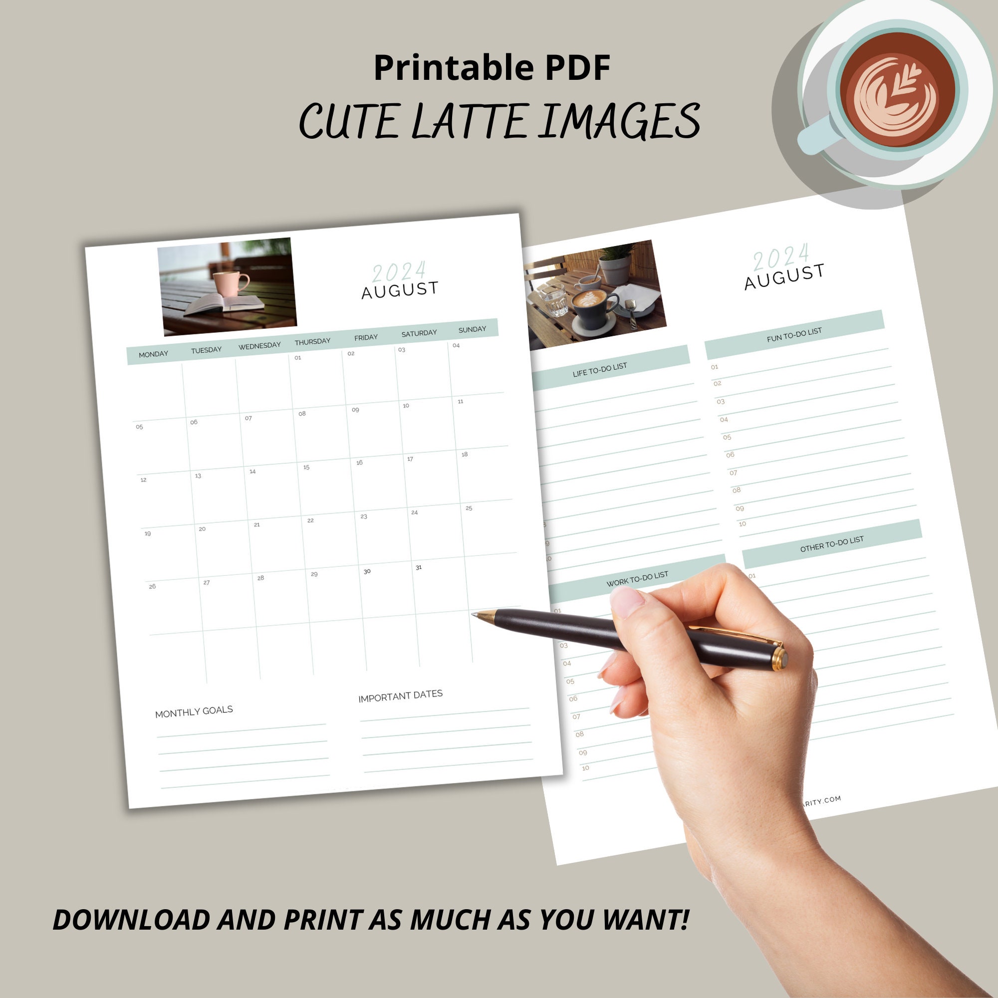 Monthly Calendar, 2024, Ultimate Daily Planner, Coffee, Year at a ...