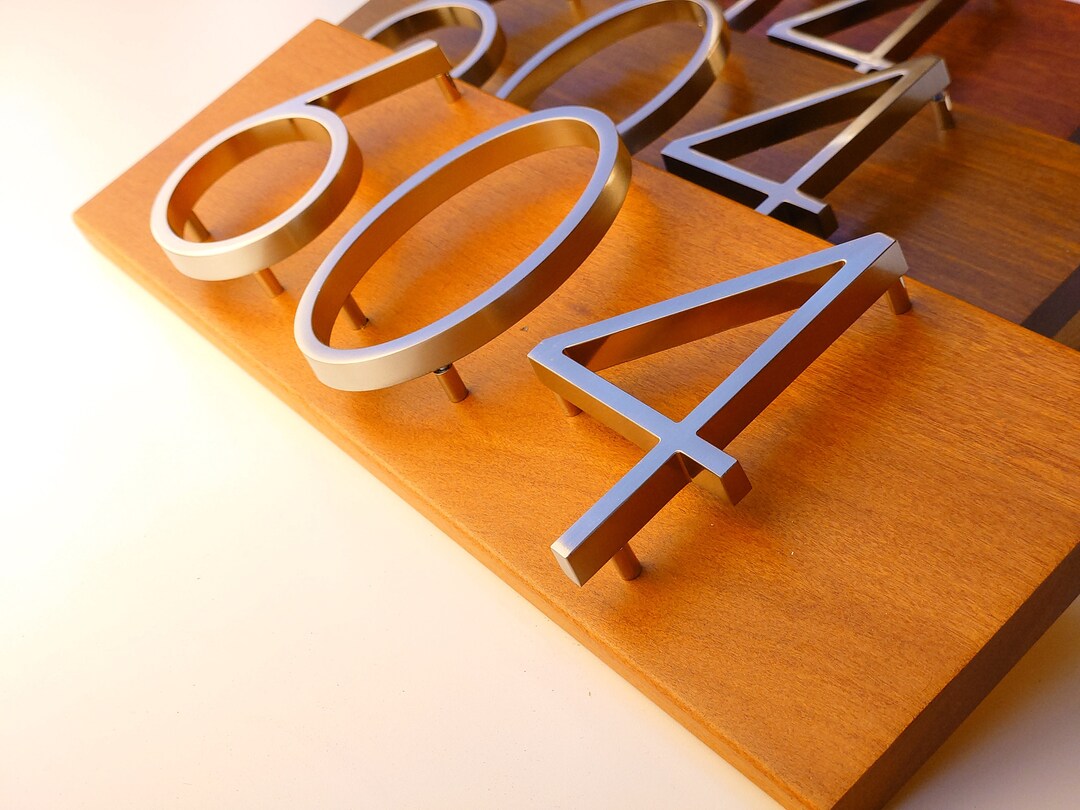 Address Sign,gold House Numbers,matte Gold Address,brass Gold Address ...