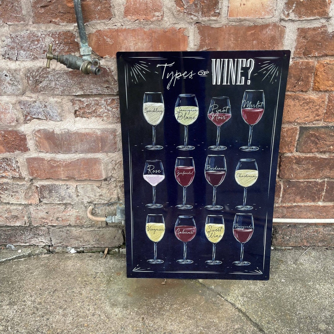 Types of Wine Wine Glass Metal Sign Plaque - Etsy
