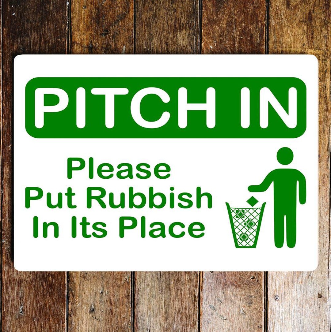 Rubbish in Bin Green Notice Metal Sign Plaque - Etsy