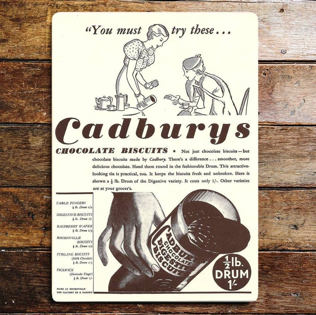 Cadbury's Chocolate Biscuits Metal Sign - Etsy