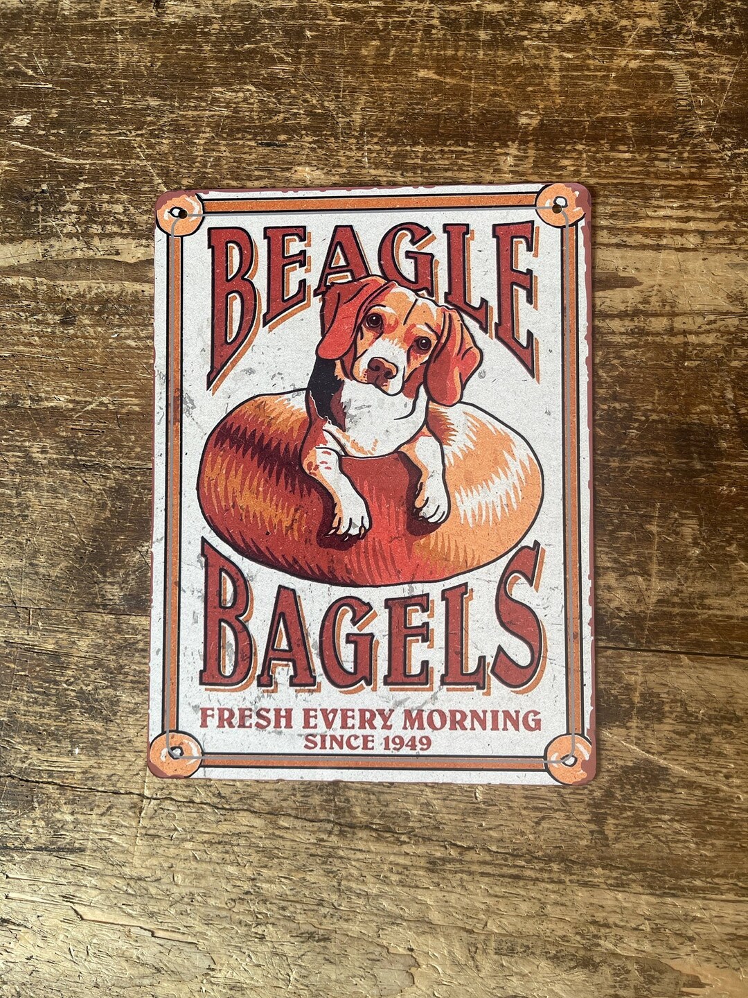 Beagle Bagels Dog Vintage Style Metal Sign Plaque - Etsy