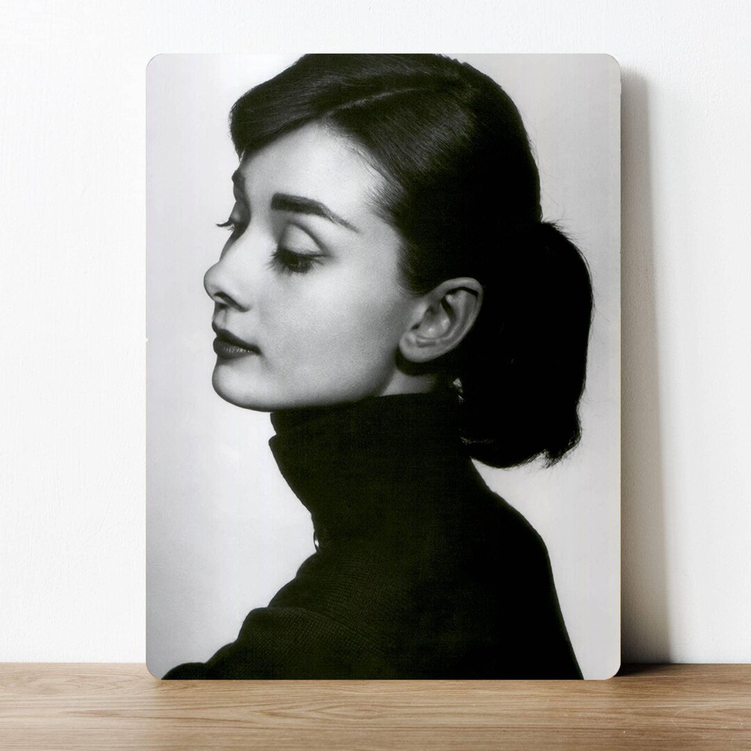 Audrey Hepburn Model Pose Black and White Metal Wall Sign - Etsy