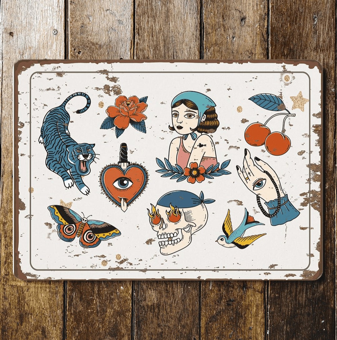 Classic Tattoo Symbols Metal Sign Humorous Plaque - Etsy