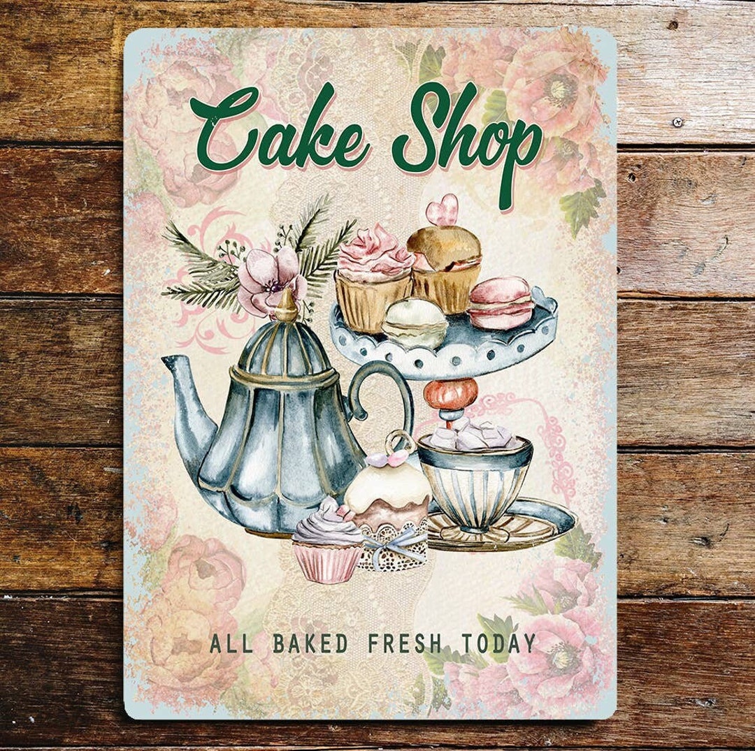 Cake Shot Vintage Tea Wall Metal Sign Plaque - Etsy