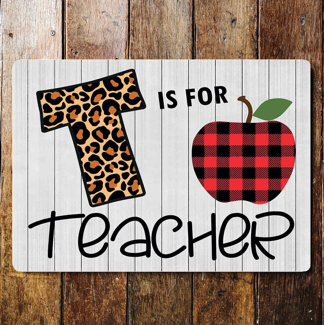 T is for Teacher Apple Metal Wall Sign - Etsy