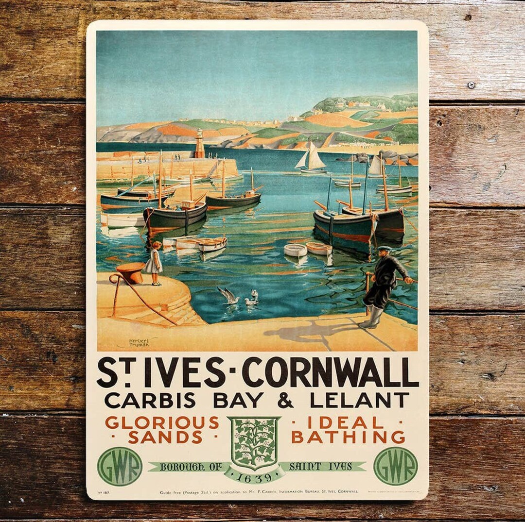 St Ives Cornwall Boats Sea Carbis Bay Metal Sign Plaque - Etsy