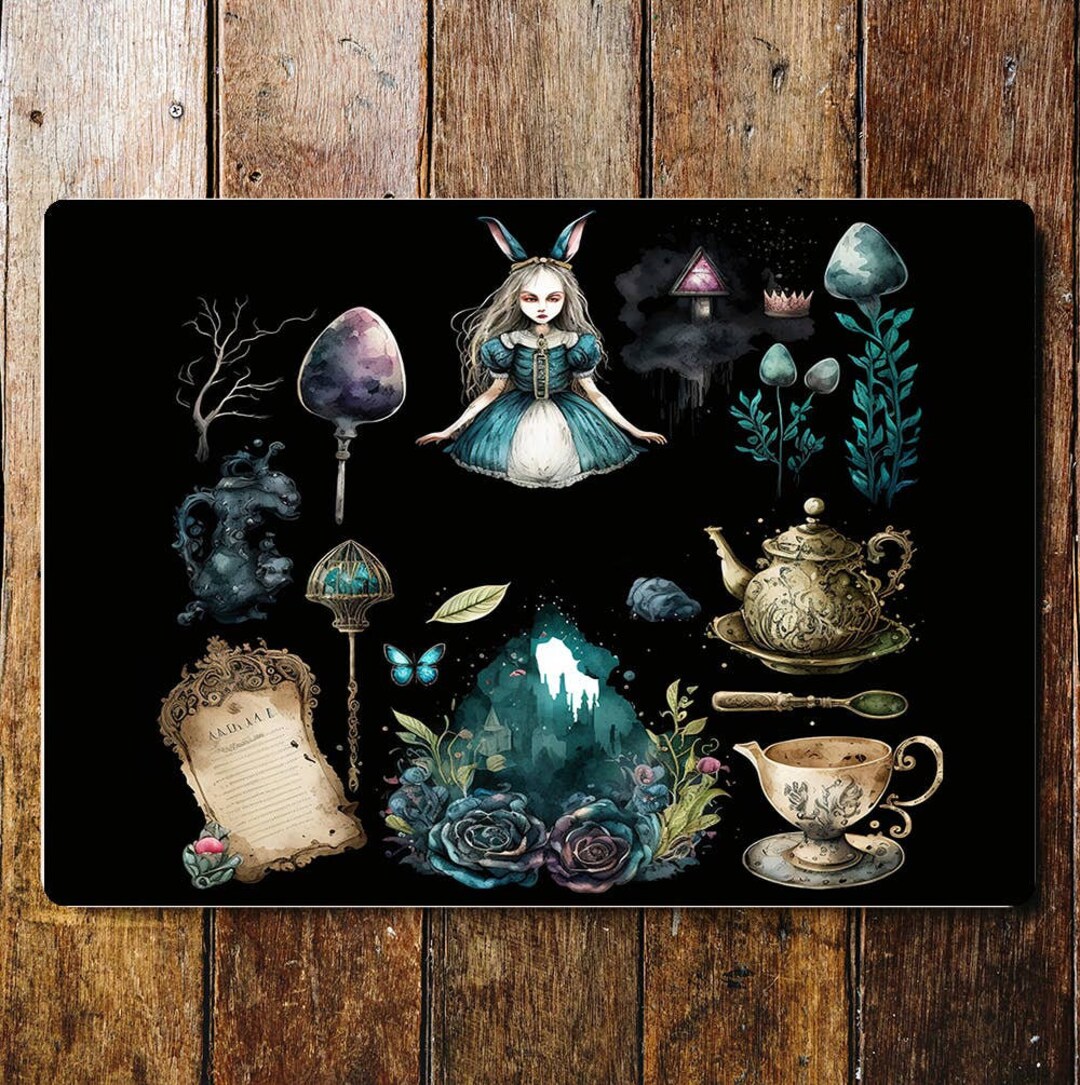 Dark Alice in Wonderland Objects Metal Sign Plaque - Etsy
