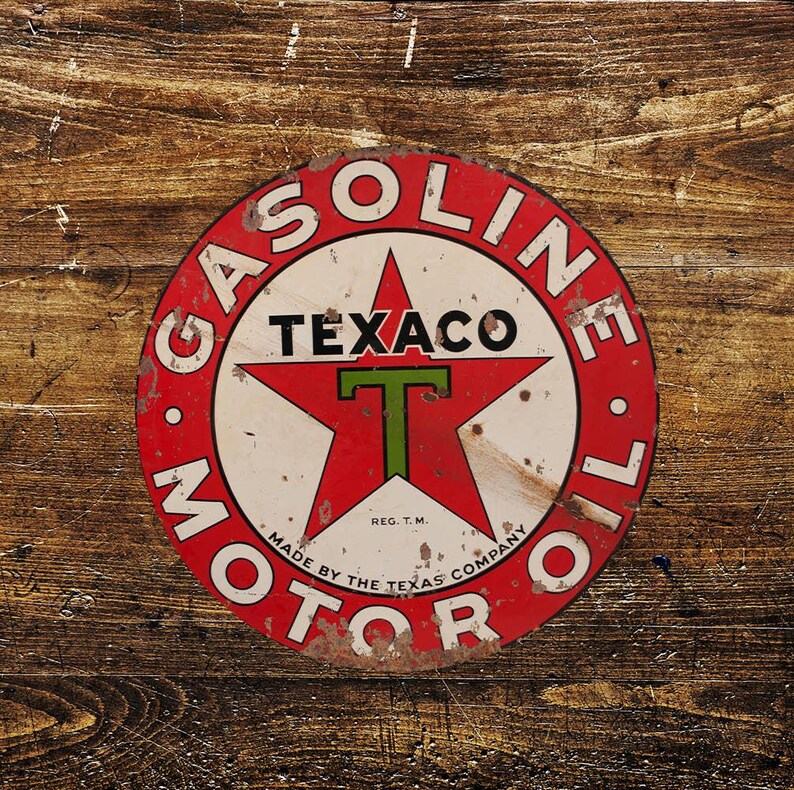 Texaco Gas Fuel Petrol Circle Metal Sign - Etsy