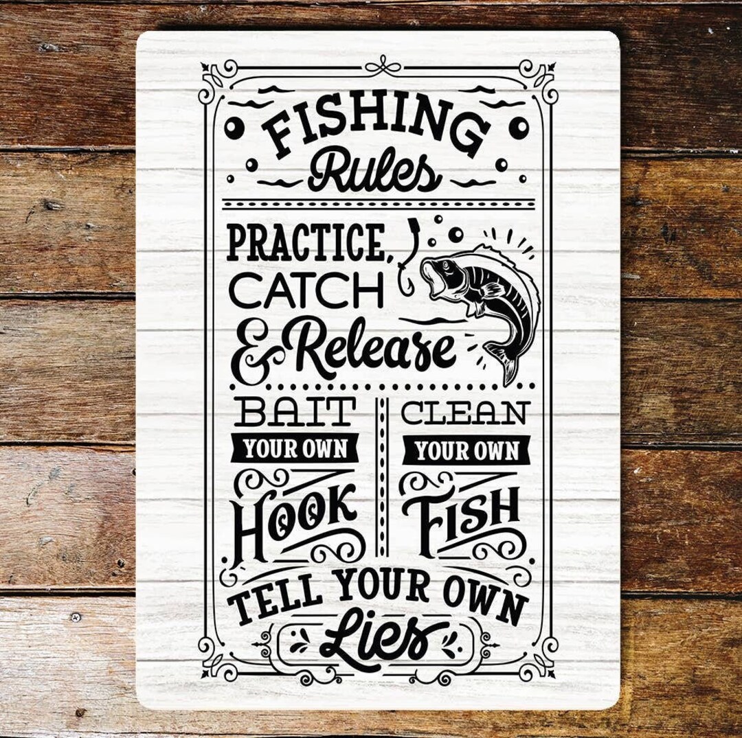 Fishing Rules Metal Vintage Wall Sign - Etsy