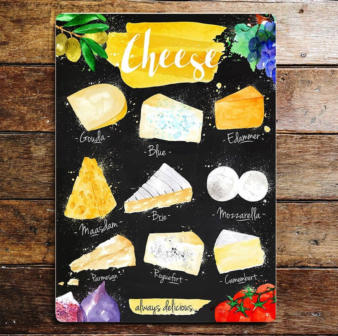 Cheese Selection Brie Blue Mozzarella Metal Sign Plaque - Etsy UK