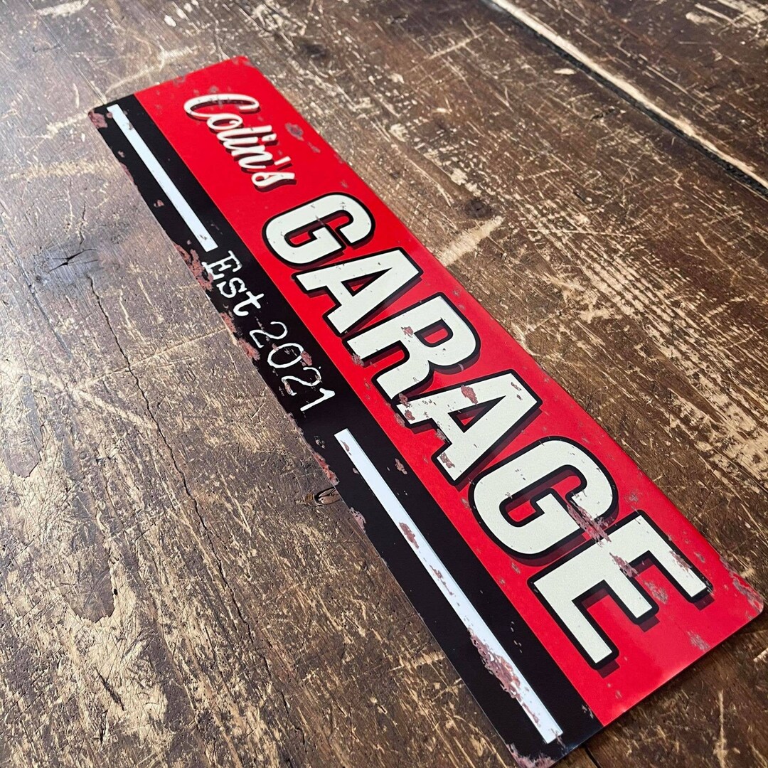 Name Garage Custom Metal Long Sign Plaque - Etsy