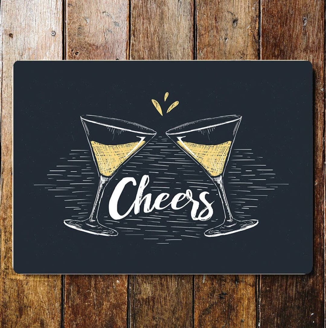 Cocktail Bar Cheers Art Metal Sign Plaque - Etsy