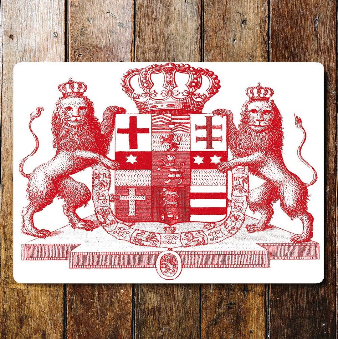 Coat of Arms Red and White Lion Crown Metal Sign Plaque - Etsy UK