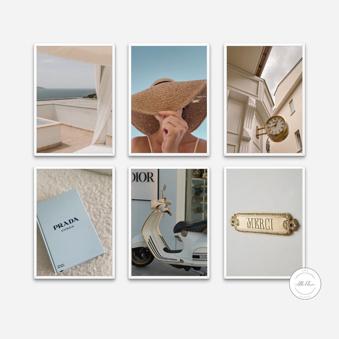 Set of 6 Light Blue Beige Luxury Fashion Posters INSTANT - Etsy