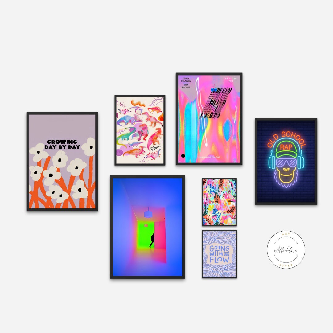 Neon Eclectic Gallery Set of 7 PRINTABLE Trendy Art Prints - Etsy