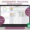 Assignment Tracker Spreadsheet Google Sheets Template - for College and ...