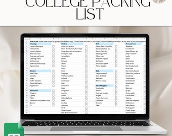 College Packing List - Google Sheets Download - Etsy