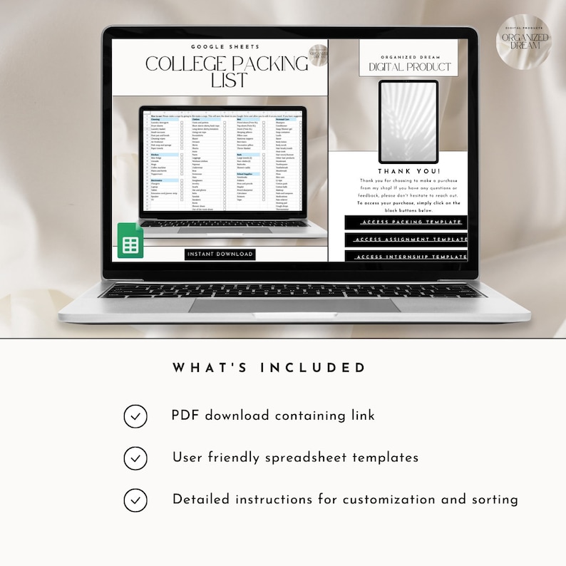 College Packing List - Google Sheets Download - Etsy