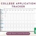 College Application Tracker - Google Sheets Download - Etsy