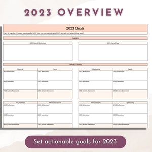 2023 Yearly Goal Setting Worksheet Workbook Spreadsheet Google Sheets ...