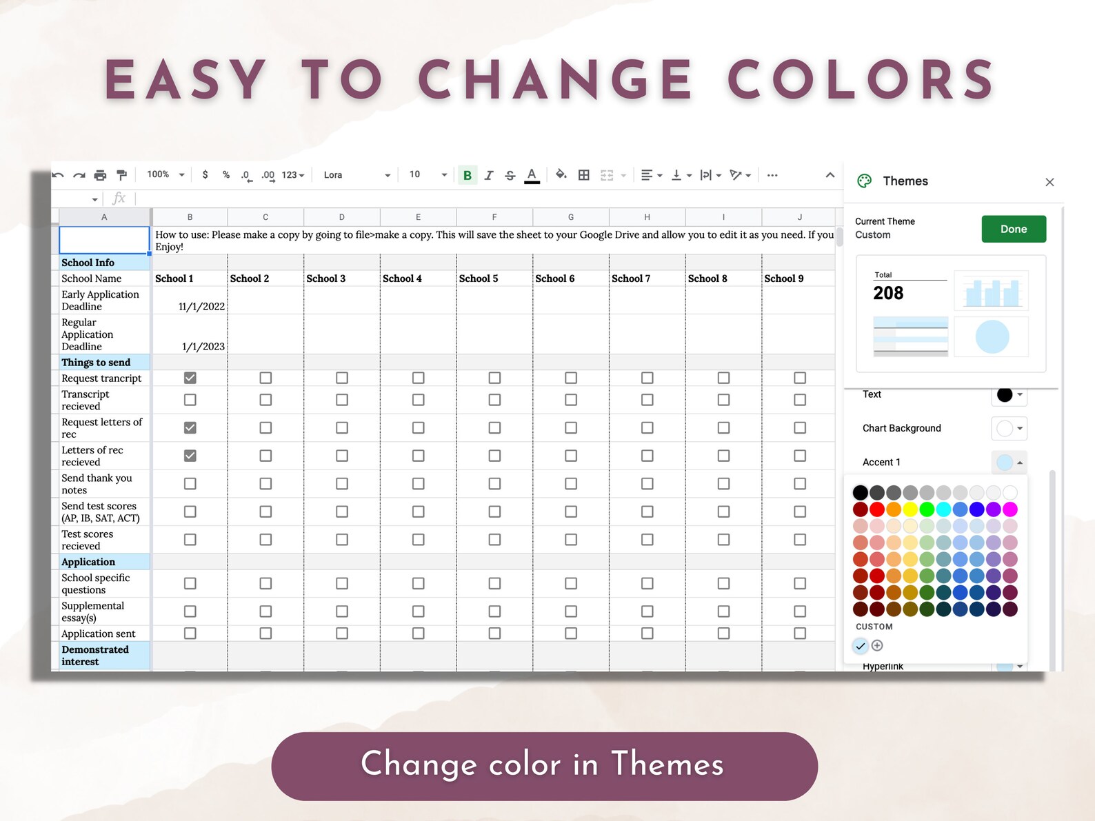 College Application Tracker - Google Sheets Download - Etsy
