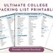 College Packing List Printable - Digital Download - Etsy