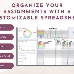 Assignment Tracker Spreadsheet Google Sheets Template - for College and ...
