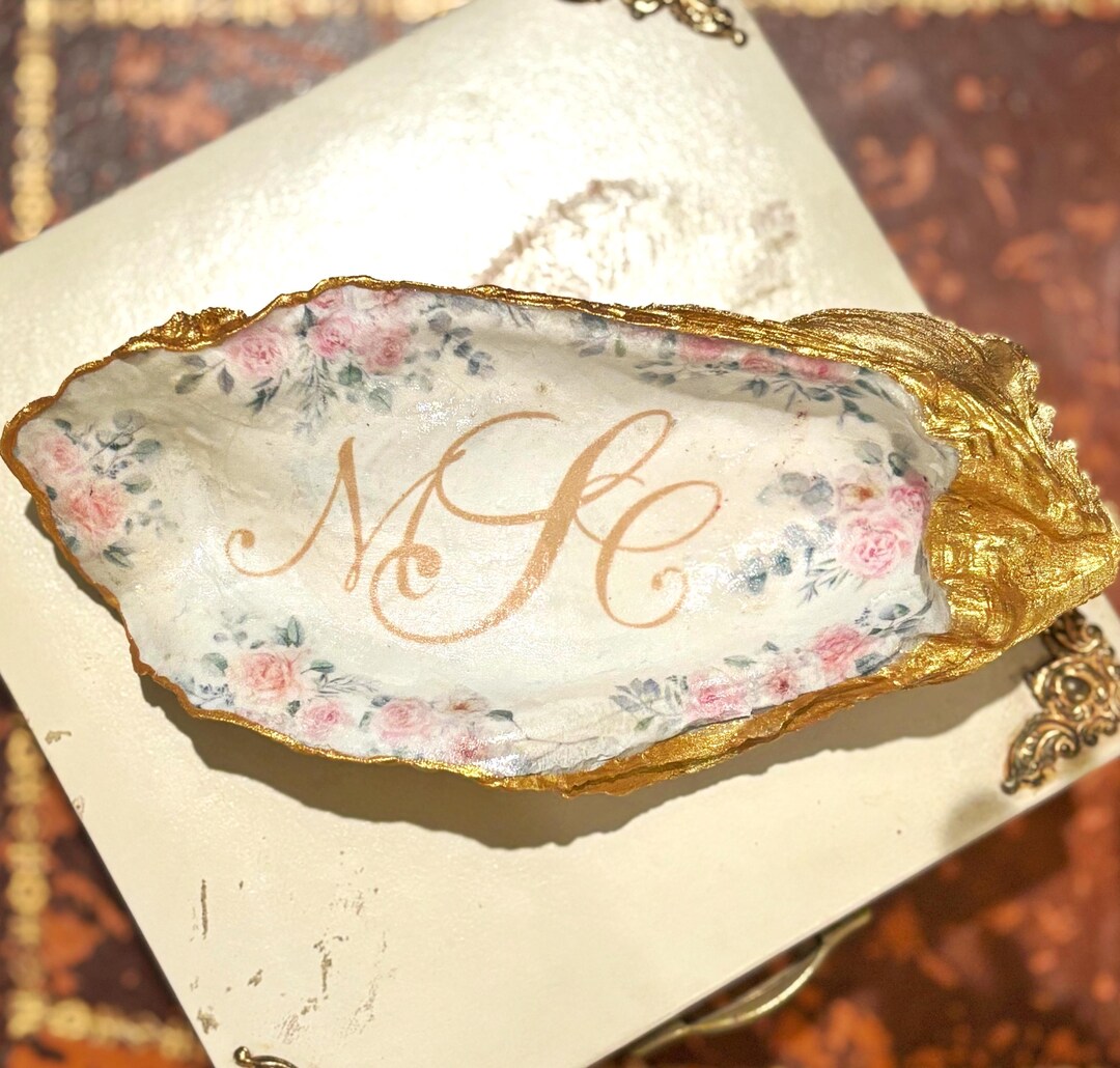 Monogrammed Oyster, Oyster Shell Dish, Oyster Shell Art, Oyster Shell ...