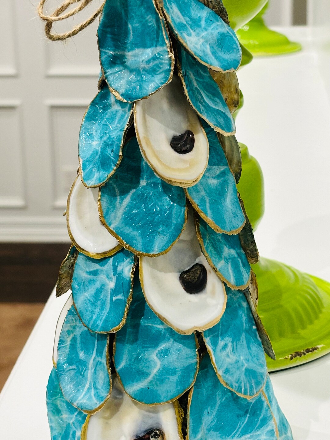 Aqua Oyster Shell Tree: Handmade Nautical Table Centerpiece - Etsy