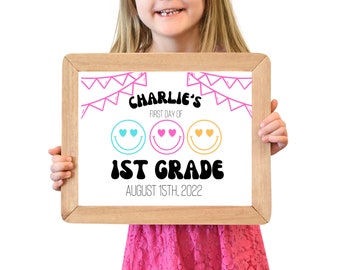 Editable Back to School Sign, Smiley Face Sign, Preschool Sign, First ...