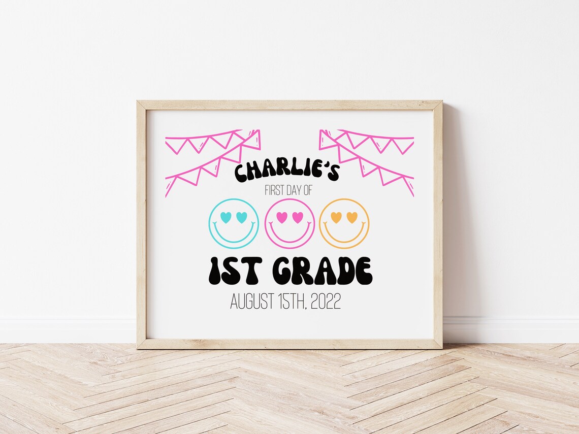 Editable First and Last Day School Sign, Back to School Photo Prop ...
