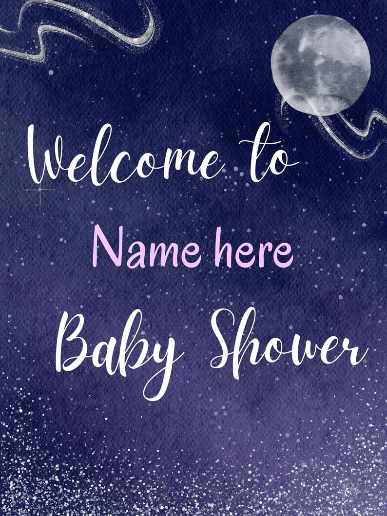Editable Starry Night Baby Shower Welcome Sign Printable Baby Shower ...