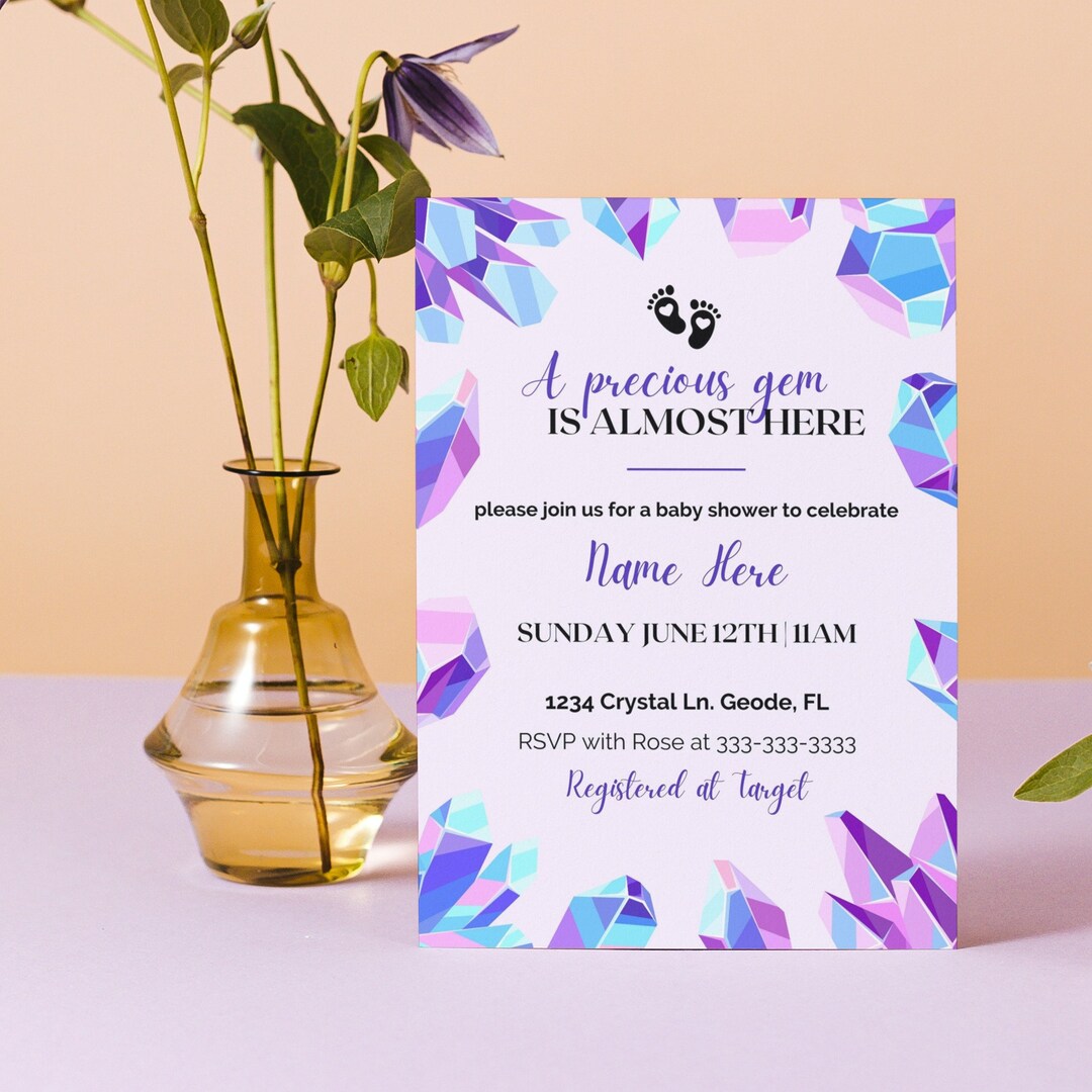 Precious Gem Baby Shower Invitation Crystal Baby Shower Custom Baby ...