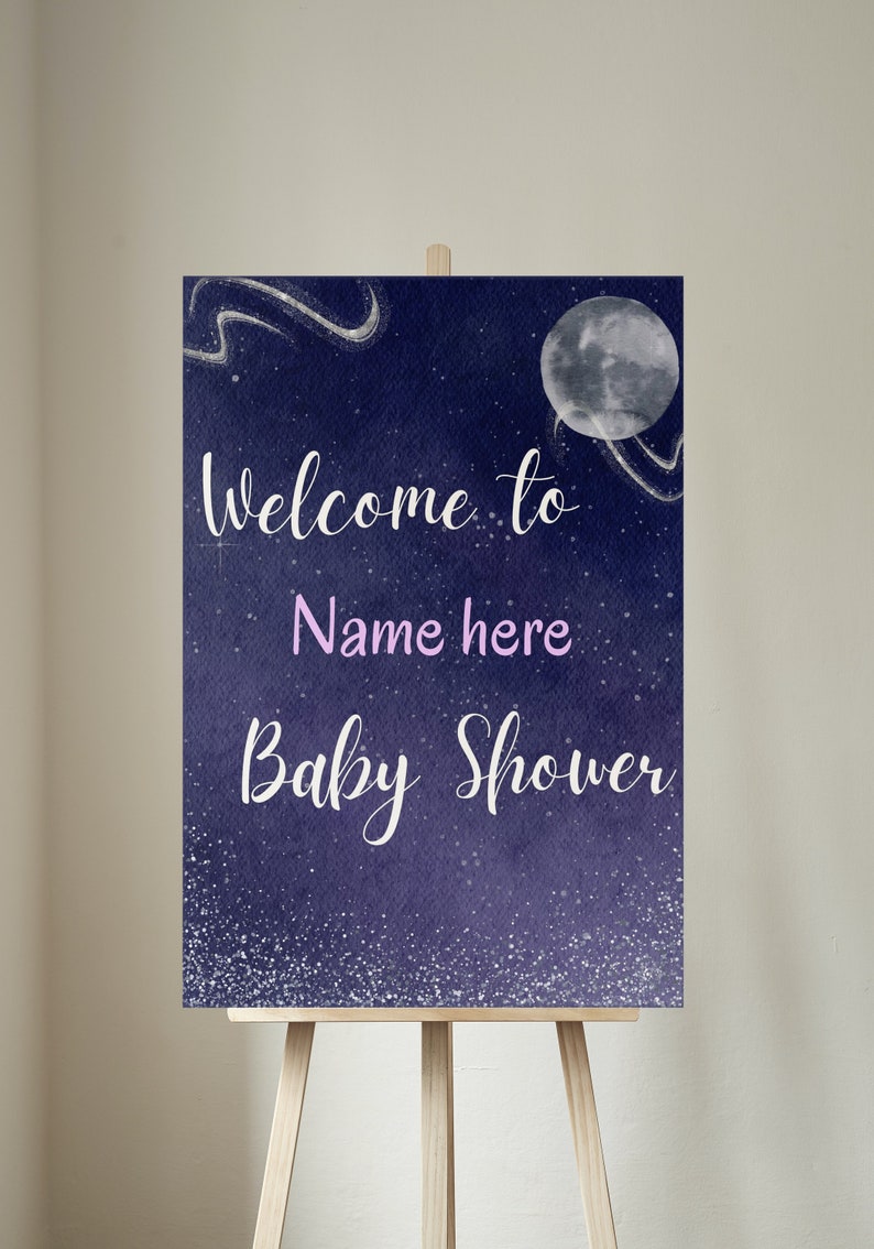 Editable Starry Night Baby Shower Welcome Sign Printable Baby Shower ...